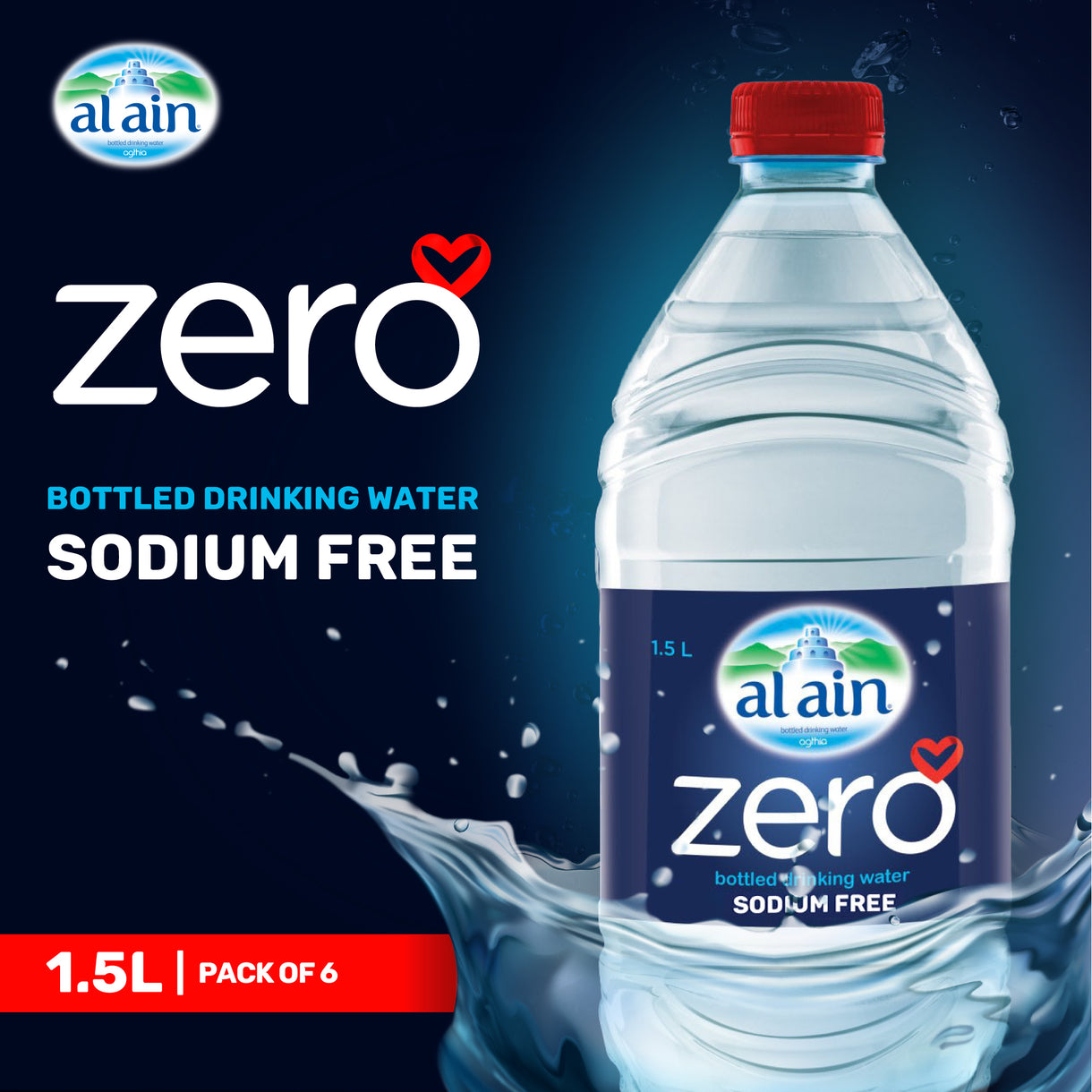 Al Ain Zero Bottled Drinking Water pH-Neutral Hydration 1.5L – Pack of 6 – Al Ain Water